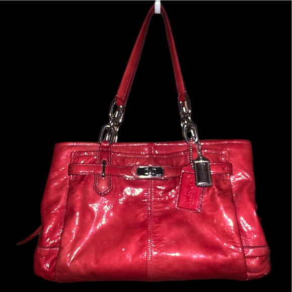 Coach | Bags | Coach Chelsea Jayden 896 Cherry Red Patent Leather Bag ...